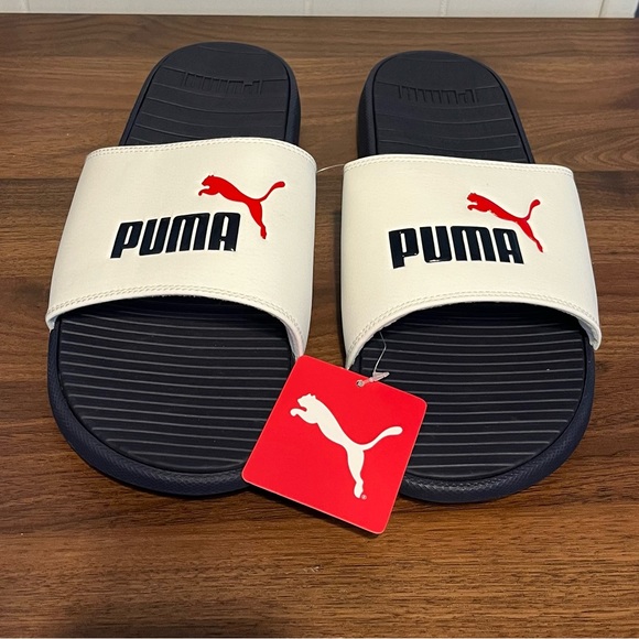 Puma | Shoes | Mens Size 2 Puma Slides Lightweight Whitenavy | Poshmark